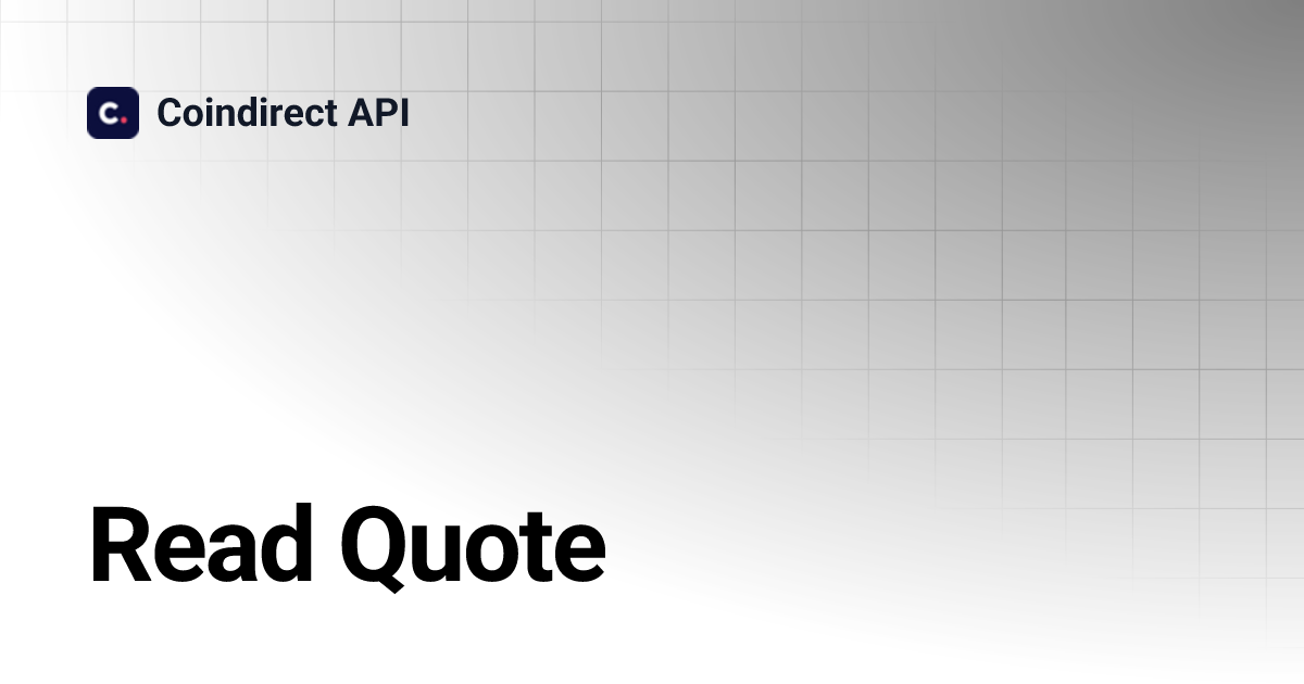 Read Quote | Coindirect API